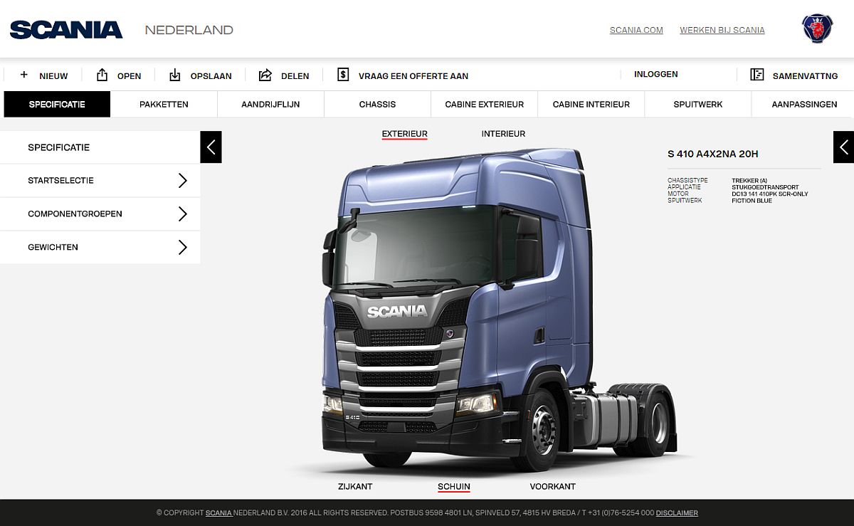 Creëer je eigen Scania online